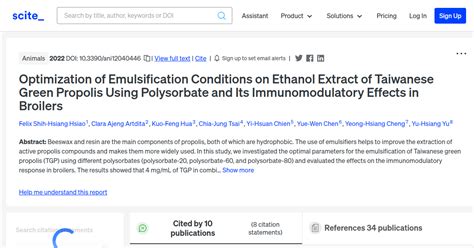 Optimization Of Emulsification Conditions On Ethanol Extract Of Taiwanese Green Propolis Using