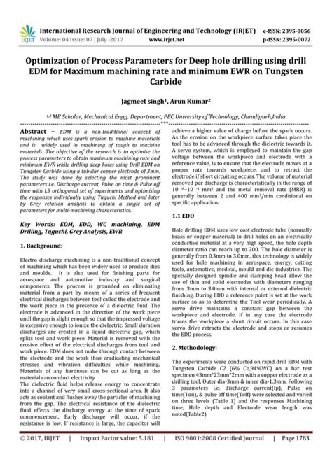 Optimization Of Process Parameters For Deep Hole Drilling Using Drill Edm For Maximum Machining