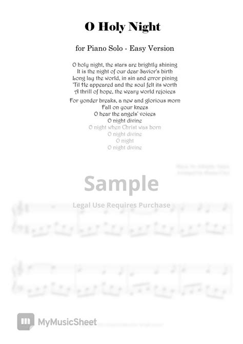 Adolphe Adam O Holy Night 오 거룩한 밤 4 Pages 피아노 솔로 쉬운 편곡 Sheets By