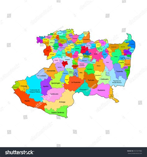 Michoacan Map Mexico City Stock Vector Illustration 357207986