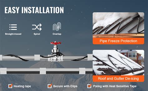 Self Regulating Pipe Heating Cable 50ft 5w Ft Heat Tape For Pipes Roof Vevor Us