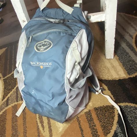 Vintage Rare Osprey Backwoods Blue And White Backpack Depop