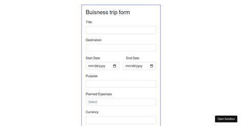 Form React Codesandbox
