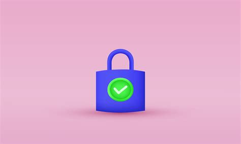 Illustration Creative 3d Icon Minimal Lock Check Mark Sign Security Concept Symbols Isolated On