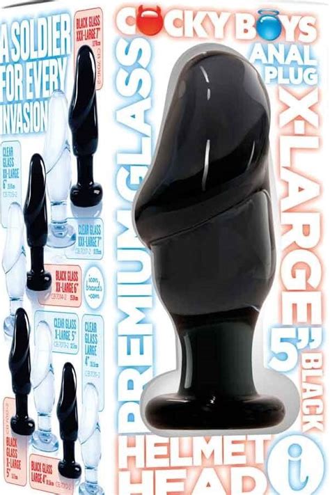 Helmet Head Premium Glass Anal Plug Large 4″ Black Fabscout Entertainment