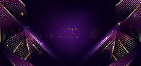 황금색 선과 조명 효과가 있는 고급스러운 삼각형 우아한 보라색과 텍스트를 위한 복사 공간이 있는 보케 템플릿 수상 디자인 금메달에 대한 스톡 벡터 아트 및 기타 이미지