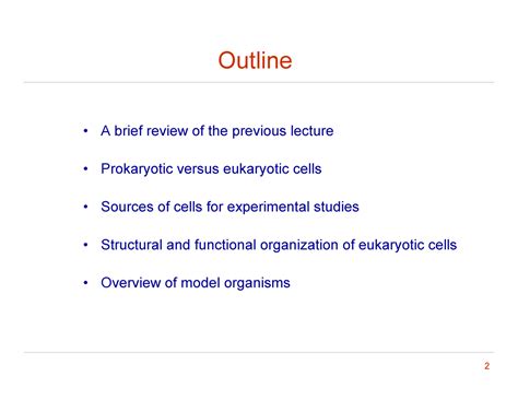 Prokaryotic Vs Eukaryotic Outline A Brief Review Of The Previous Lecture Prokaryyotic Versus