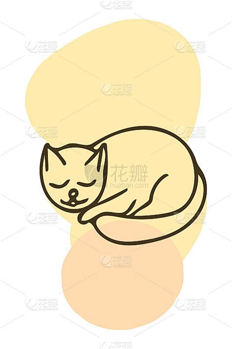 线条艺术猫的极简主义肖像。海报，卡片，室内装饰模板。手绘涂鸦风格的素描。可爱的小猫。