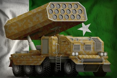 로켓 포병 미사일 발사기에 파키스탄 국기 배경 모래 위장 3 차원 일러스트 레이 션 육군에 대한 스톡 사진 및 기타 이미지
