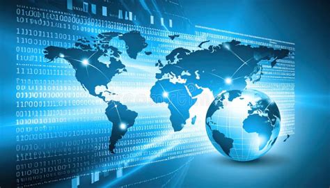 Futuristic Global Digital Network With World Map And Binary Code