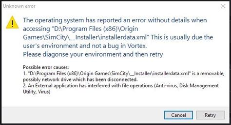 Unknown Error When Vortex Tries To Access A File On A Disconnected Drive How To Fix
