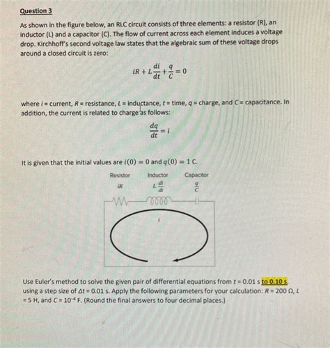 Solved Question As Shown In The Figure Below An RLC Chegg