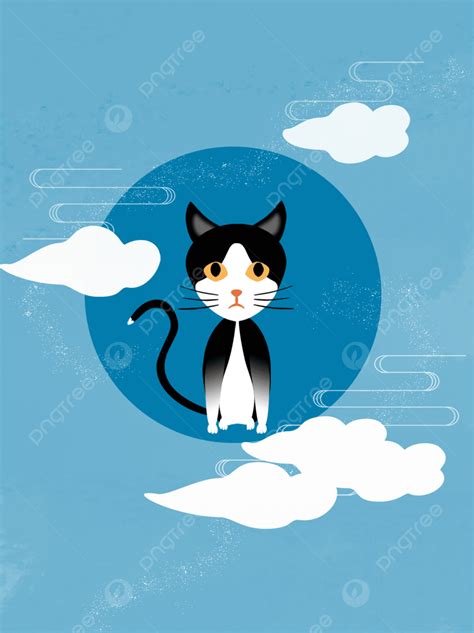 귀여운 구름 고양이 배경 아름다운 장식 패턴 손으로 그린 배경 일러스트 및 사진 무료 다운로드 Pngtree