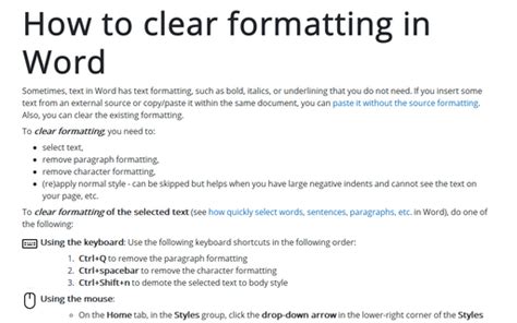 How To Clear Formatting In Word Microsoft Word