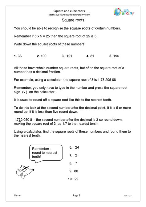 Square And Cube Roots Division By URBrainy Com