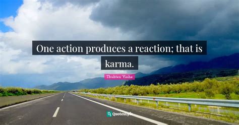 One Action Produces A Reaction That Is Karma Quote By Thubten