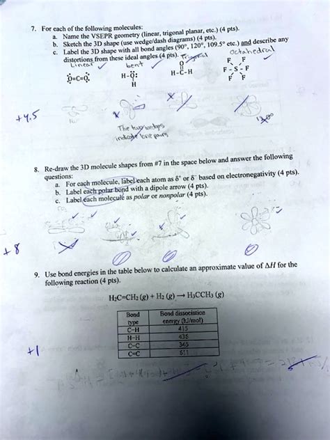 Solved For Cach Of The Following Molecules Nlanmi Pls Nare The Vsepr Gcometry Lincut