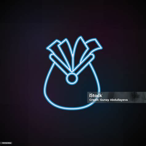 네온 스타일에 돈 아이콘 지갑입니다 하나 모바일 뱅킹 컬렉션 아이콘의 Ui Ux에 대 한 사용할 수 있습니다 가방에 대한 스톡 벡터 아트 및 기타 이미지 Istock