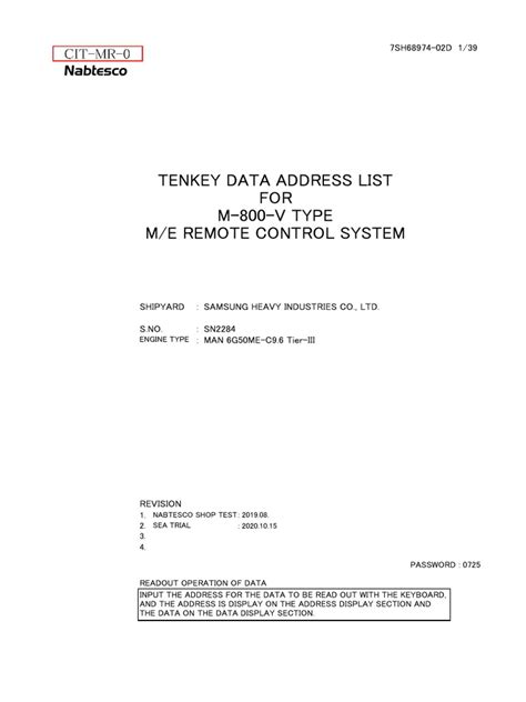 Samsung Shipyard Korea Shi 2284 Nabtesco Parameters Pdf Electronics Computer Engineering