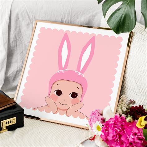 Printable Bunny Sonny Angel Art Print Bunny Cherub Art Aesthetic Art Scalloped Edging Sonny