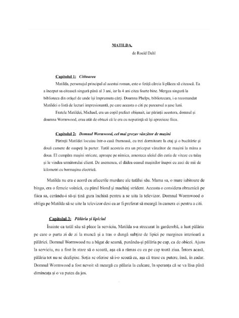 Rezumat Matilda Pdf