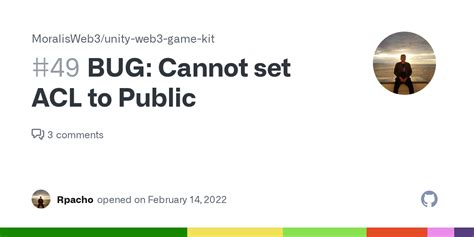 bug cannot set acl to public · issue 49 · moralisweb3 unity web3 game kit · github