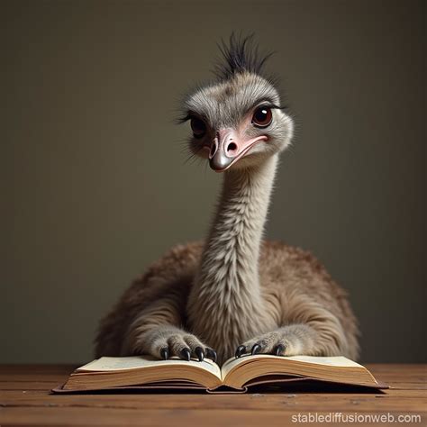 Emu Sees Bookshelf Stable Diffusion Online