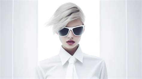 Fondo Minimalista Blanco De Moda Con Una Modelo Foto Premium