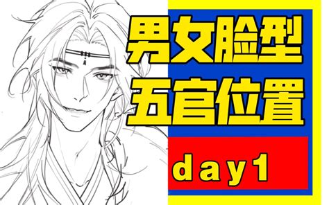 两分钟解决3种不同角度男女脸型和五官位置！【口口五官陪练板绘】 哔哩哔哩