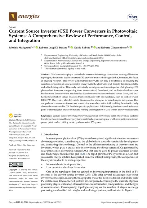 PDF Current Source Inverter CSI Power Converters In Photovoltaic Systems A Comprehensive