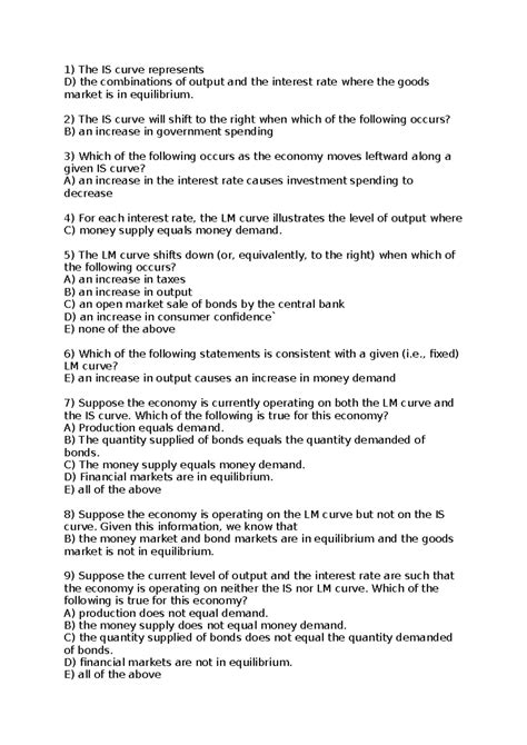 Is Lm Set Black Is Lm Practice Questions The Is Curve Represents D The Combinations Of