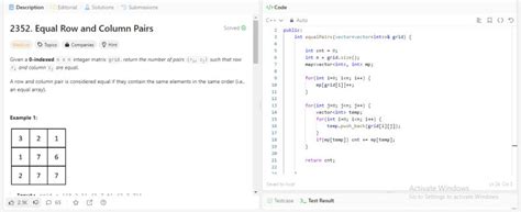 Day 15 Of 30daysofcodechallenge Equal Row And Column Pairs Mitali Goyal Posted On The Topic