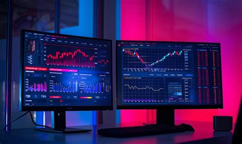 Two Monitors With A Graph Showing The Graph Of Graph Graph Premium Ai