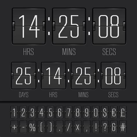 Premium Vector White Countdown Timer And Scoreboard Numbers Vector