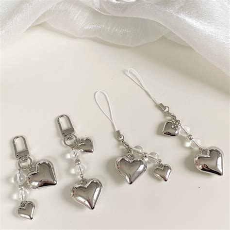 실버 하트 키링 휴대폰줄 스트랩 폰스트랩 핸드폰스트랩 가방키링 비즈키링 스트랩케이스 핸드폰키링 아이폰케이스 갤럭시케이스 핸드폰케이스