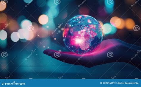 Sphere Made From Colorful Lines And Dots Representing Global Connectivity With A Blurred