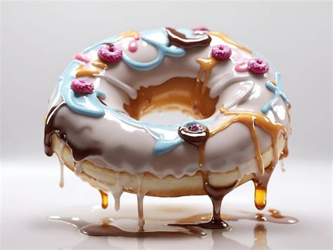 Premium Photo Donut Glazed Dripping In The Air