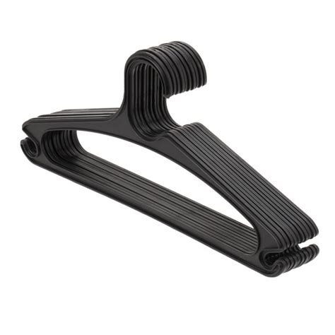Black Plastic Clothes Hanger 10 Pc Features Dual Slots Contoured Shape Fit And Secure Clothes