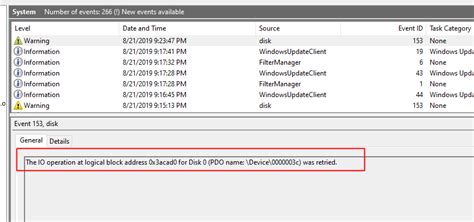 the io operation at logical block address 0x3acad0 for disk 0 pdo
