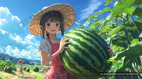 Ai创作图电脑壁纸美图 吃西瓜超甜深红色 抱大西瓜 吃瓜群众吃瓜少年少女 桃桃西瓜 吃西瓜偷西瓜 西瓜成熟时 吃西瓜招募 吃西瓜啃秋 插图配图壁纸美图 4k壁纸 西瓜采摘季 日系插图 西瓜浅夏