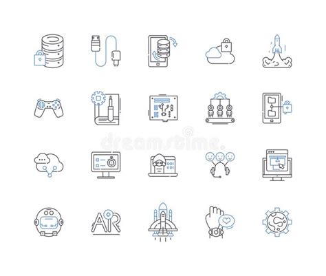 Information Defense Line Icons Collection Encryption Firewall Cybersecurity Privacy Hackers