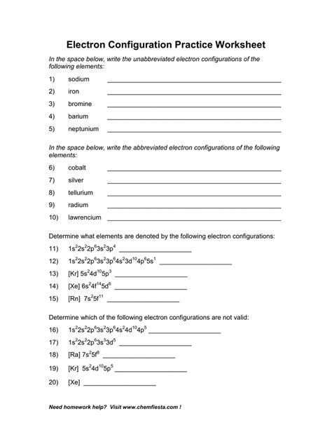 Electron Configuration Practice Worksheet