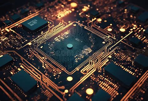 Abstract Futuristic Electronic Circuit Board With Binary Code Neural