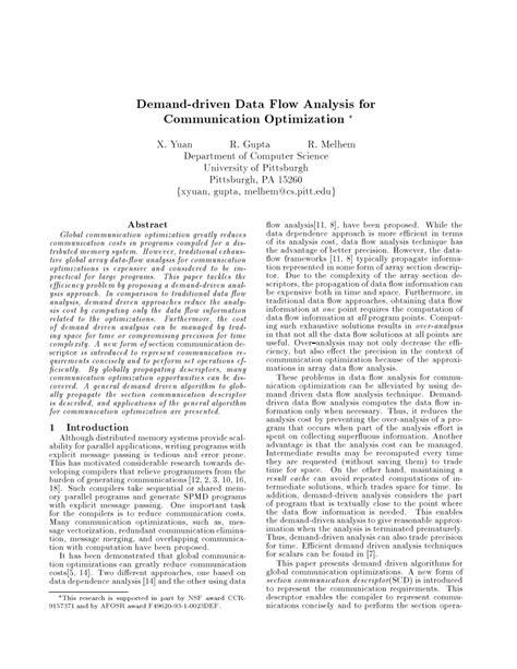 Pdf Demand Driven Data Flow Analysis For Communication Optimization