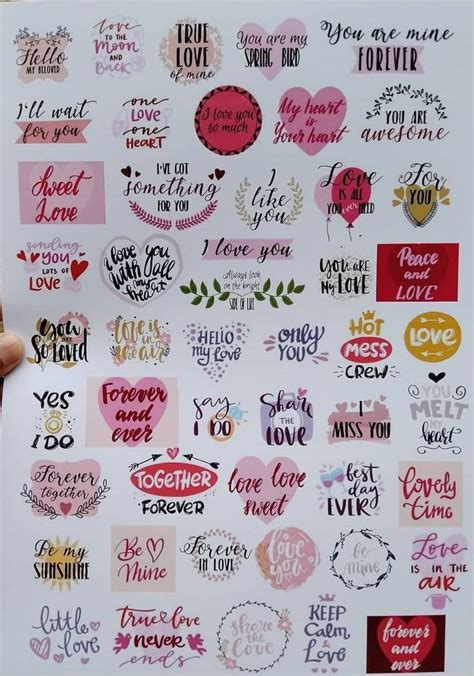 Adesivo Agenda Stickers Printable Scrapbook Stickers And Quotes Love