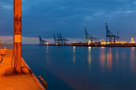 Premium Photo Container Harbor At Night