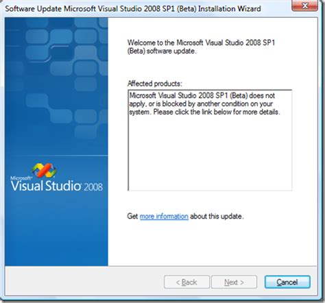 Error Installing Visual Studio 2008 SP1 Beta And Silverlight Tools Beta