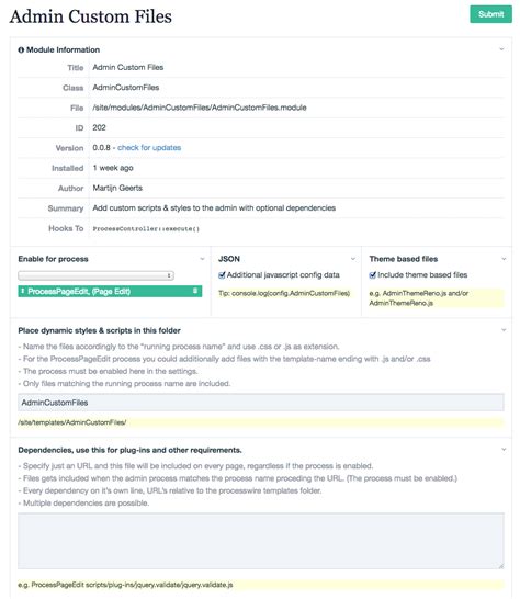 admin custom files modules plugins processwire support forums