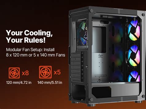 Vevor Mid Tower Atx Pc Gaming Case Computer Case Box With 4 X 120 Mm