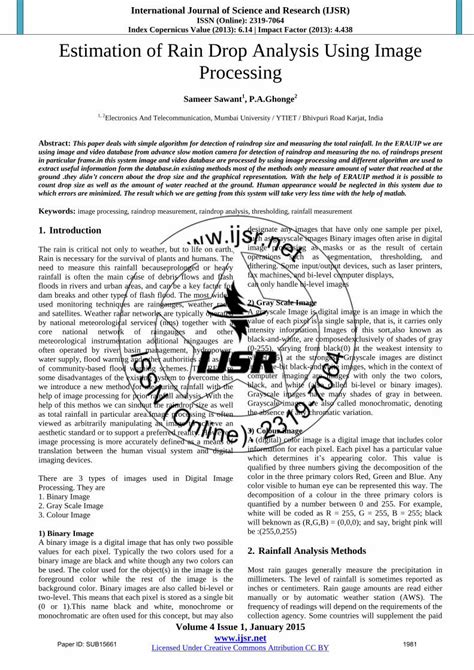 Pdf Estimation Of Rain Drop Analysis Using Image Processing · Pdf